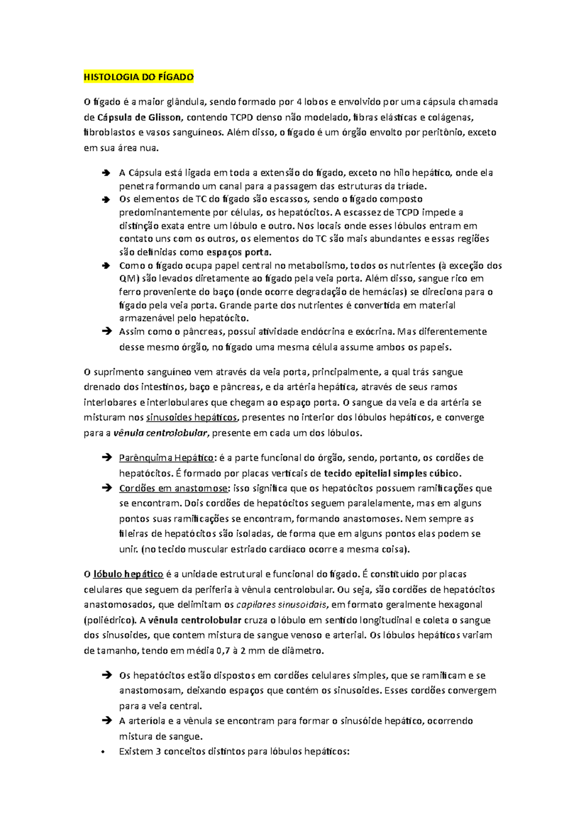 Histologia DO Fígado - HISTOLOGIA DO FÍGADO O fígado é a maior glândula ...