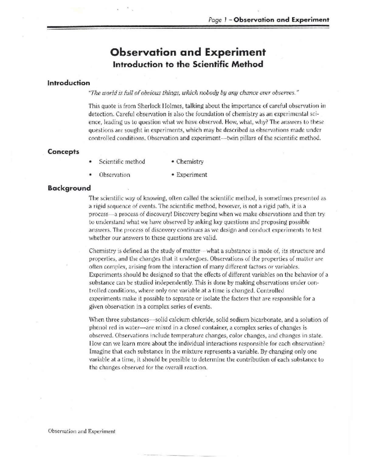 1.1 Observation and Experiment: Intro to Scientific Method in Chemistry ...