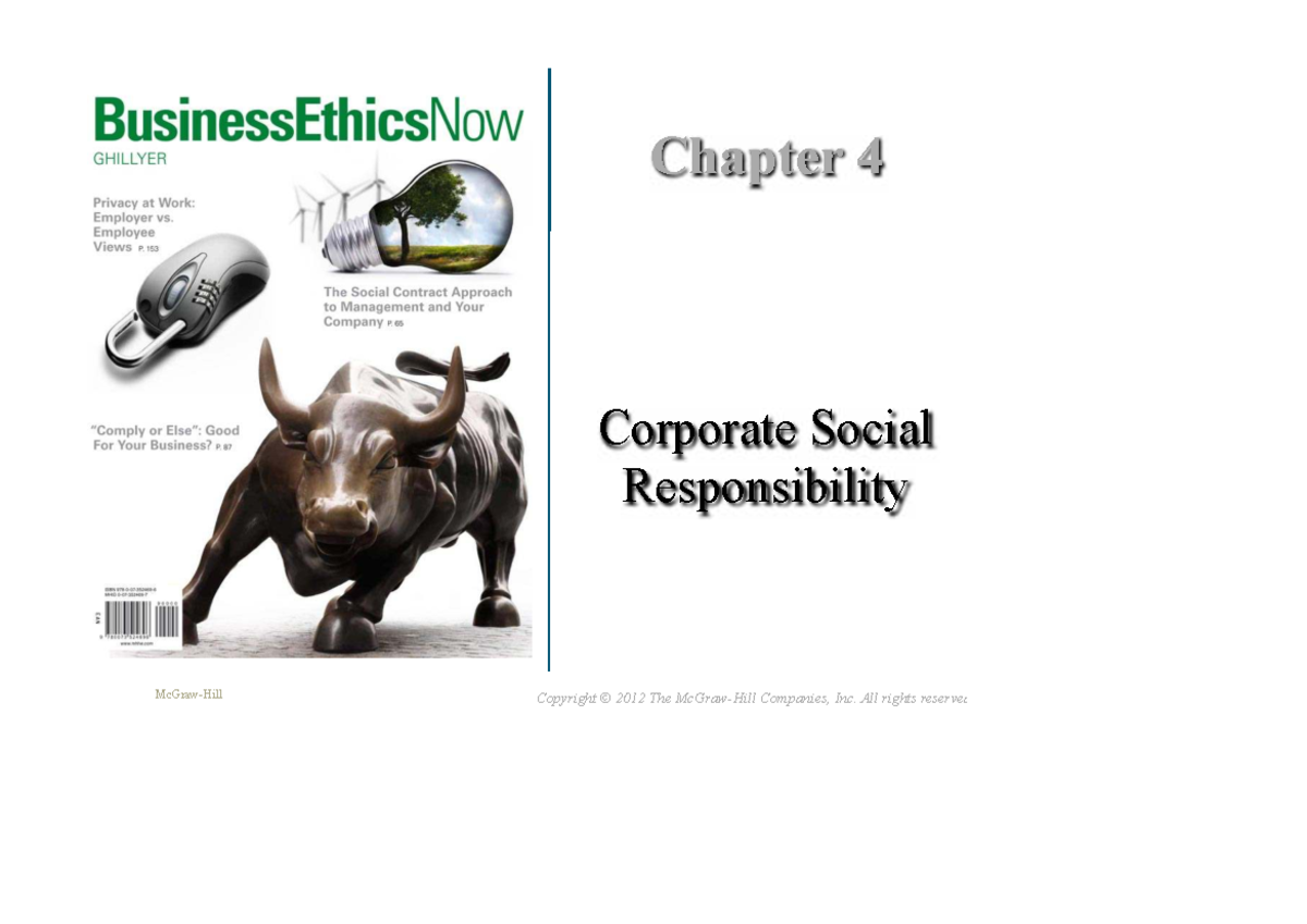 Chapter 04 Corporate Social Responsibility Overview - Studocu