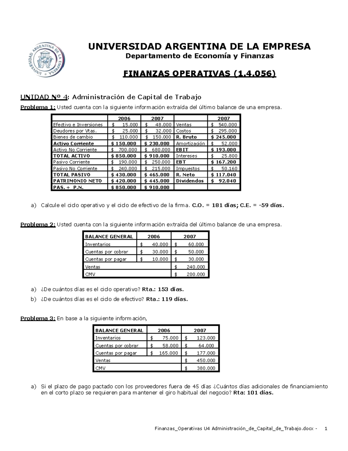 Finanzas Operativas U4 Administración de Capital de Trabajo ...