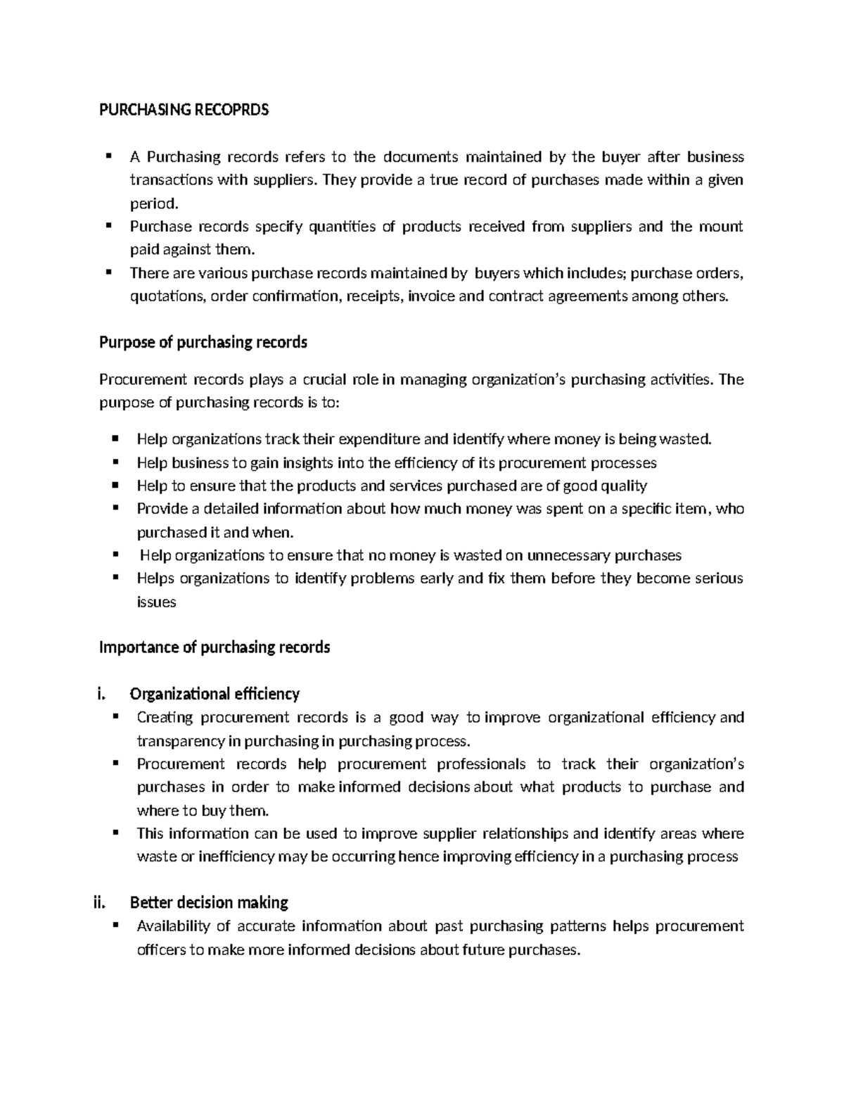 Topic 5: Importance of Purchasing Records in Procurement Management ...