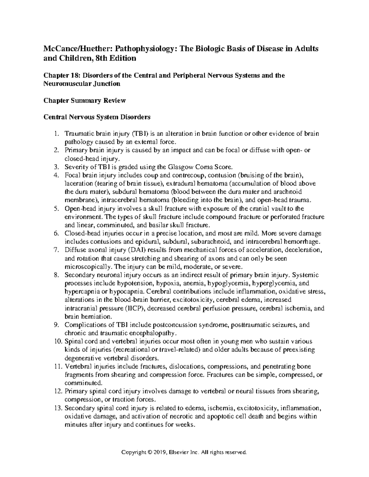 Chapter 018: Neurological Disorders of Central & Peripheral Nervous ...