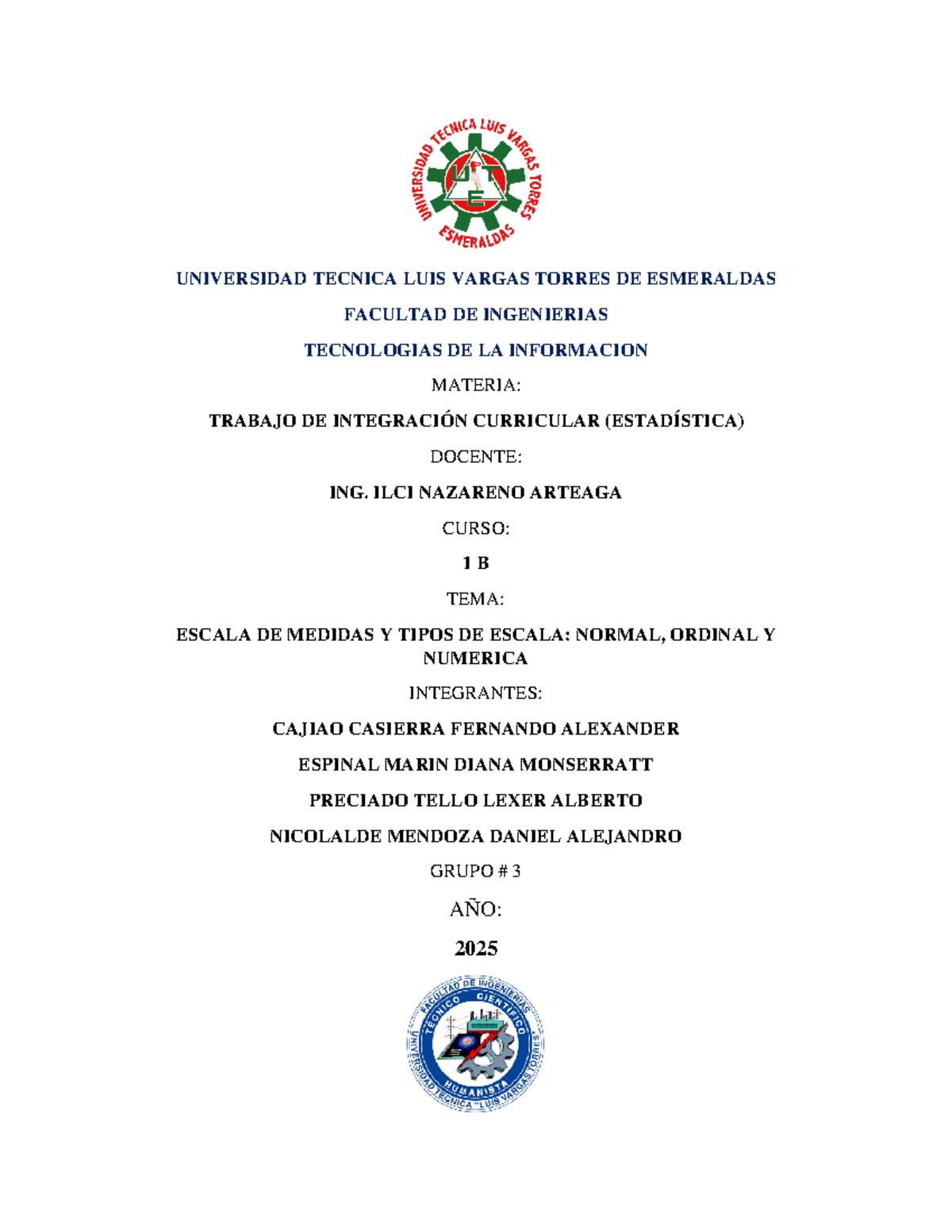 Trabajo de Integración Curricular: Escalas de Medición en Estadística ...