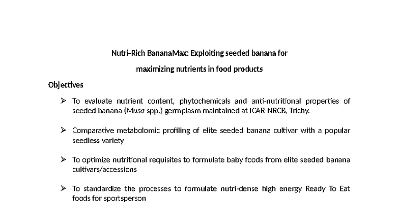 Maximizing Nutrients in Seeded Banana: Project Proposal for Bioversity ...
