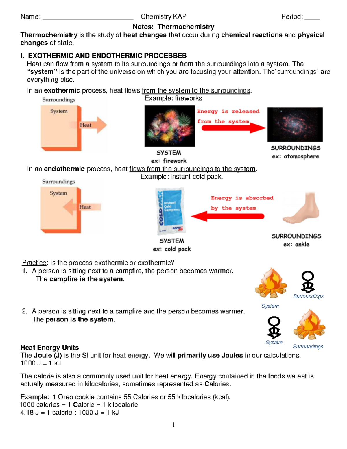 Thermochemistry Notes KAP 2023-2024: Heat Changes in Reactions - Studocu