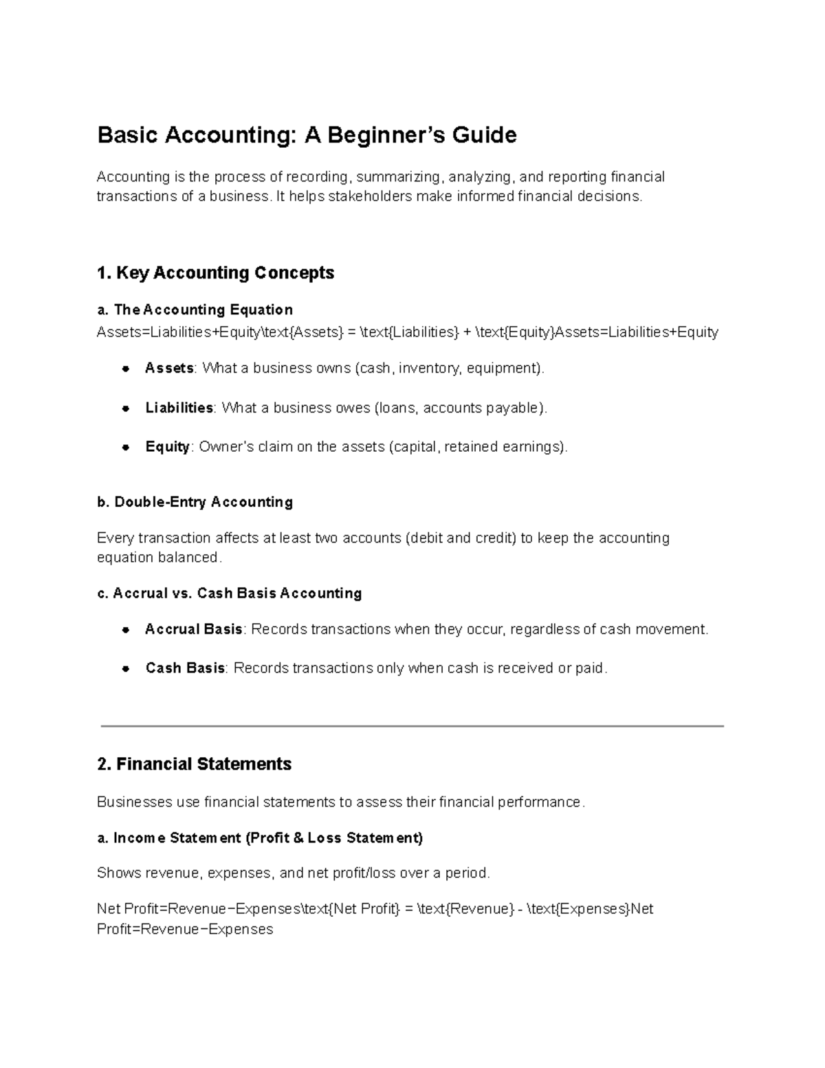 Basic Accounting (ACC 101) - A Beginner's Guide to Key Concepts - Studocu