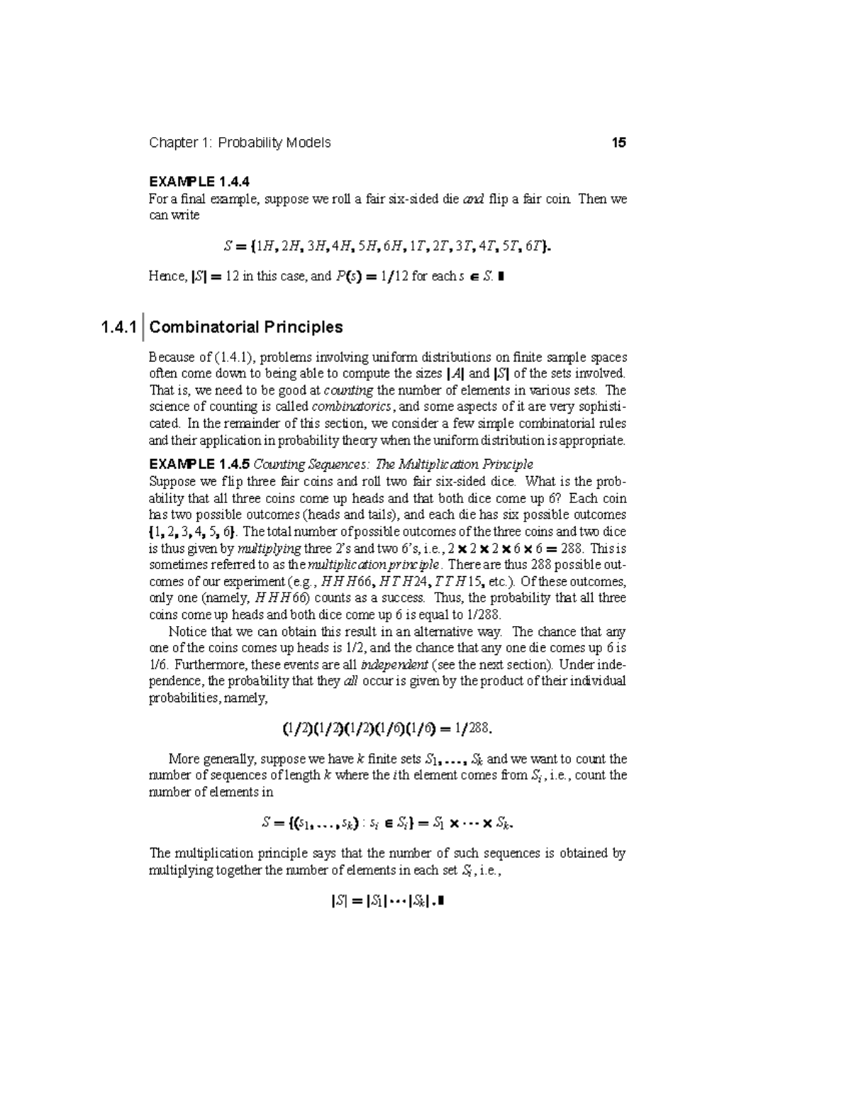 Chapter 1: Probability Models - Combinatorial Principles (MATH 101 ...