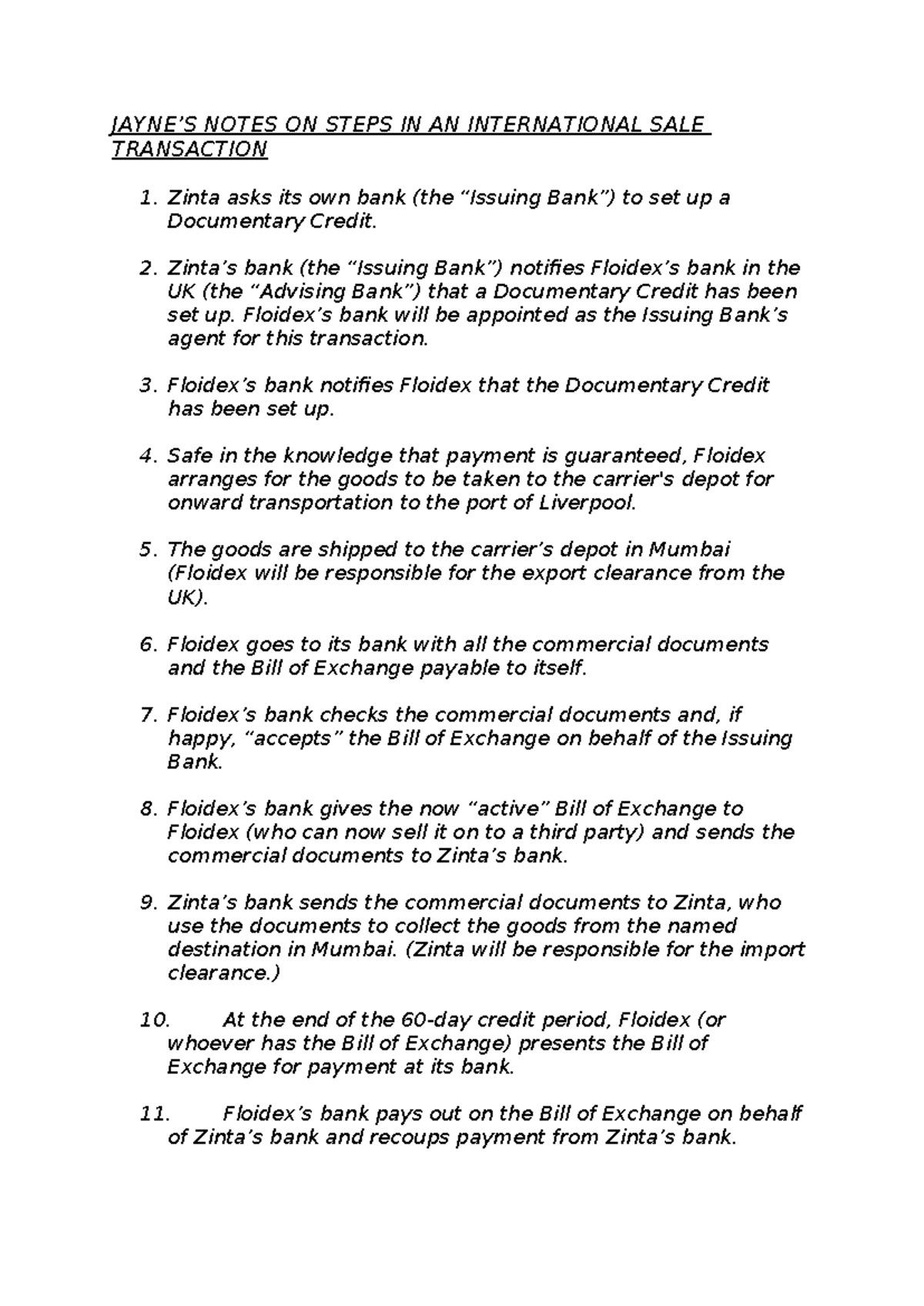 International Sale Transaction Steps - WS5 Issue 2 - Studocu