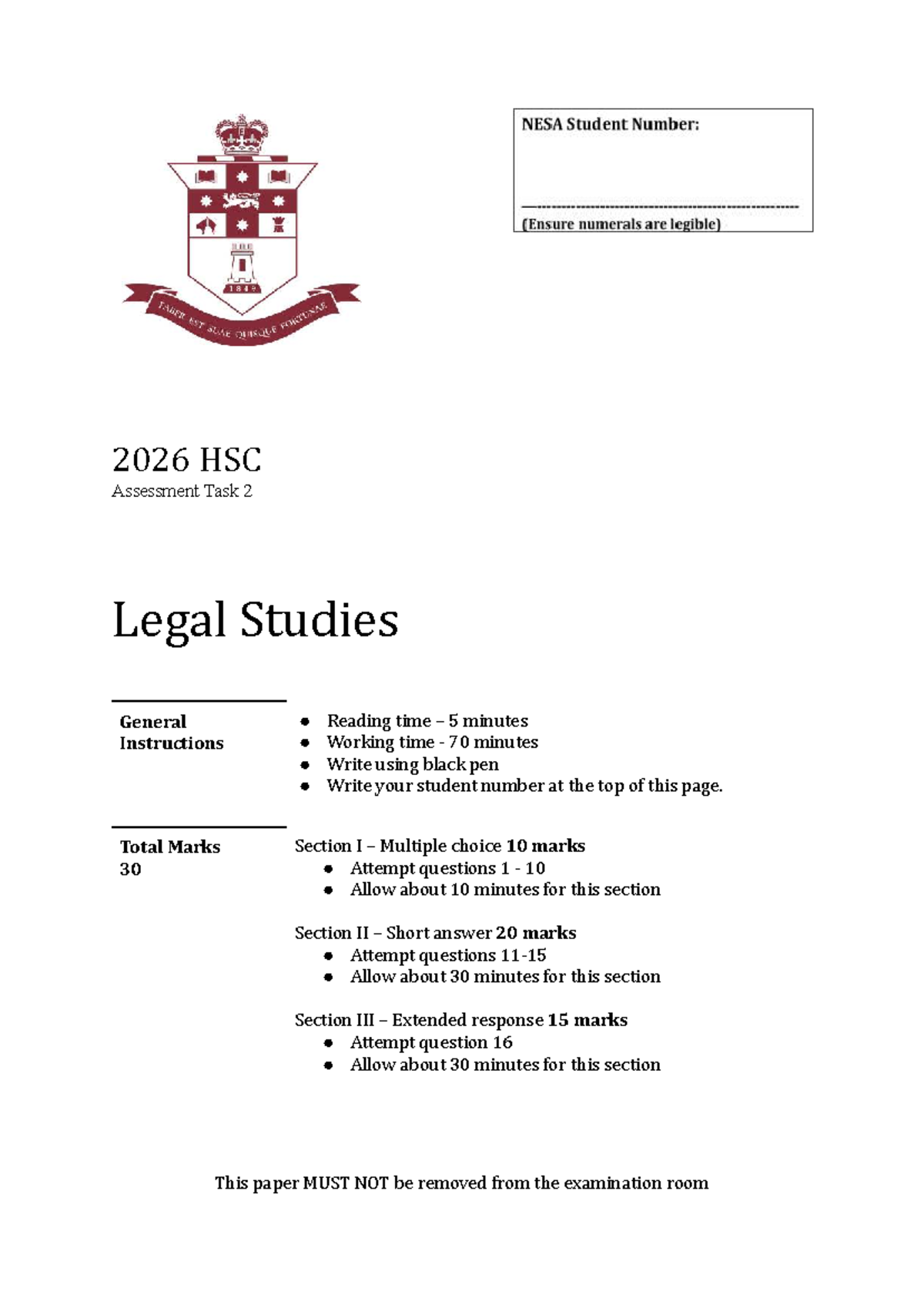 2026 HSC Legal Studies Assessment Task 2 Guidelines and Instructions ...