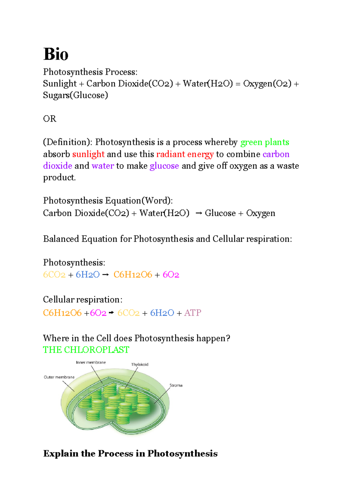 Biology Notes for Year 9 IG: Photosynthesis, DNA, and Homeostasis - Studocu