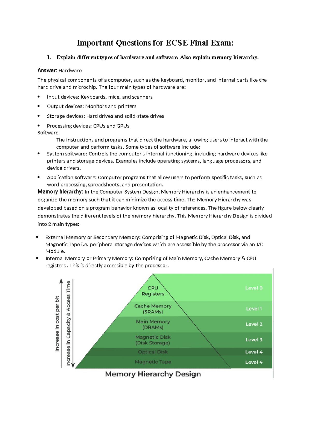 Elements of computer science and engineering - Important Questions for ...