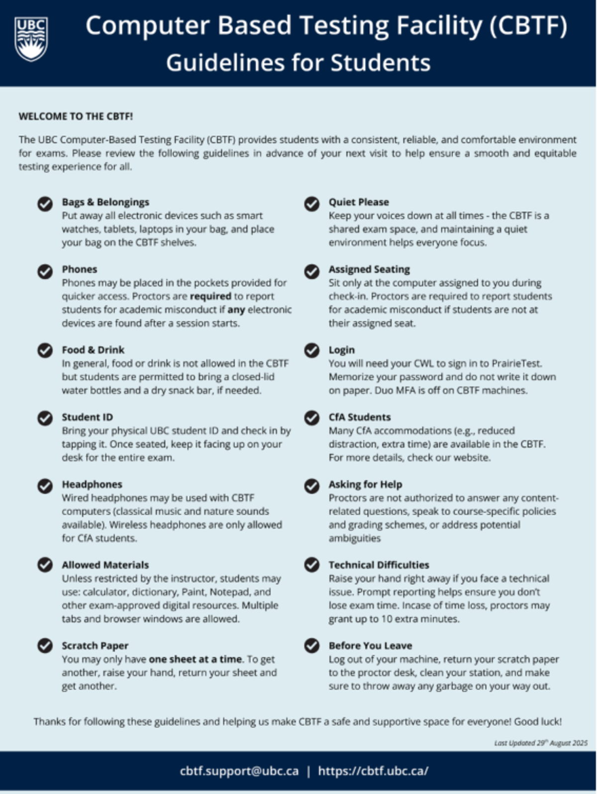 UBC CBTF Student Guidelines for a Smooth Exam Experience - Studocu