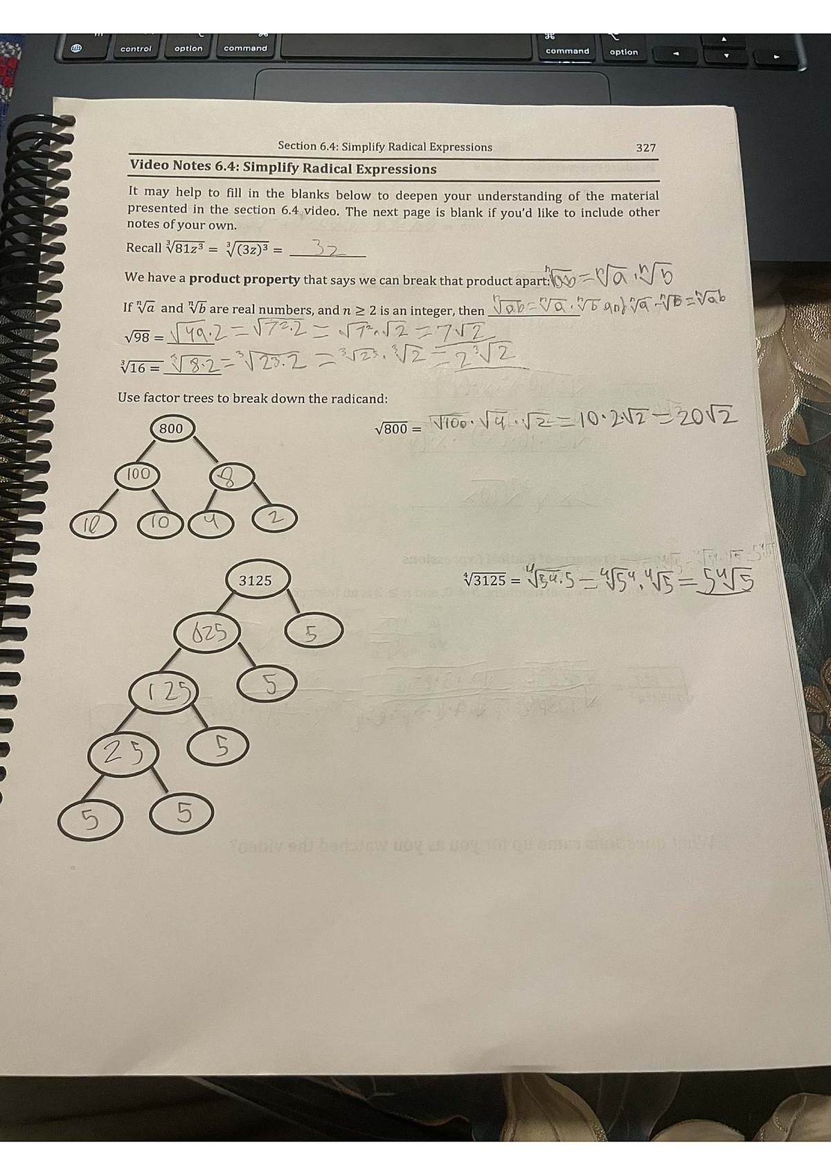 MATH 327: Video Notes on Simplifying Radical Expressions - Studocu