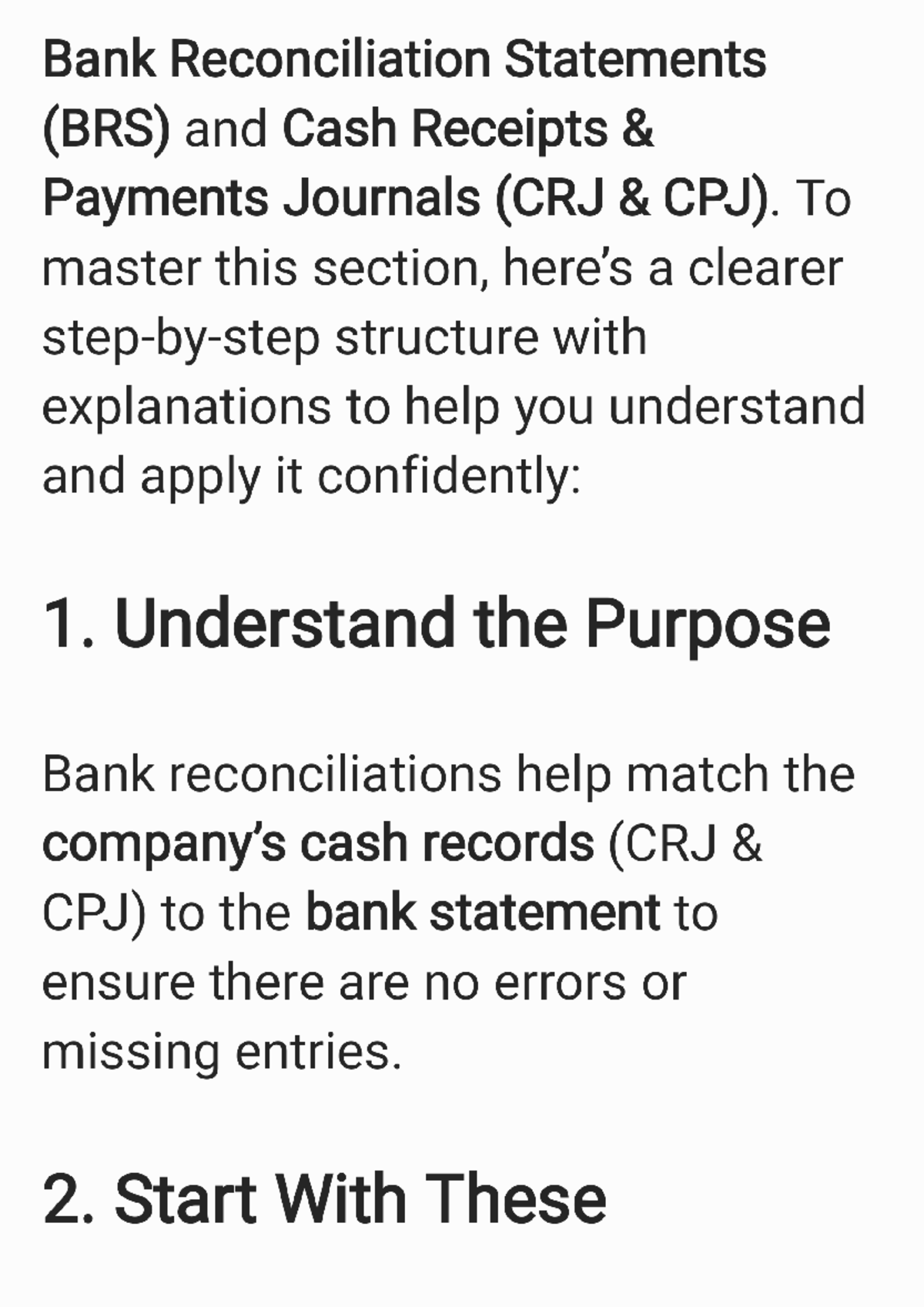 Summary of Bank Reconciliation Statements (BRS) and Cash Journals - Studocu