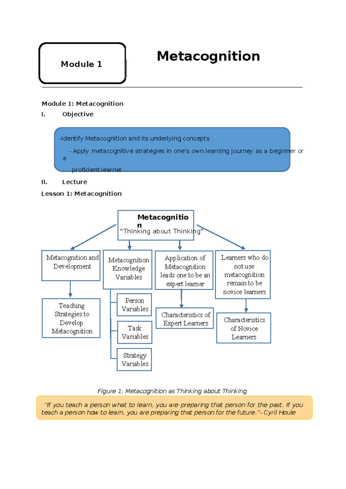 Module 1 - ESC 13: Understanding Metacognition for Effective Learning ...