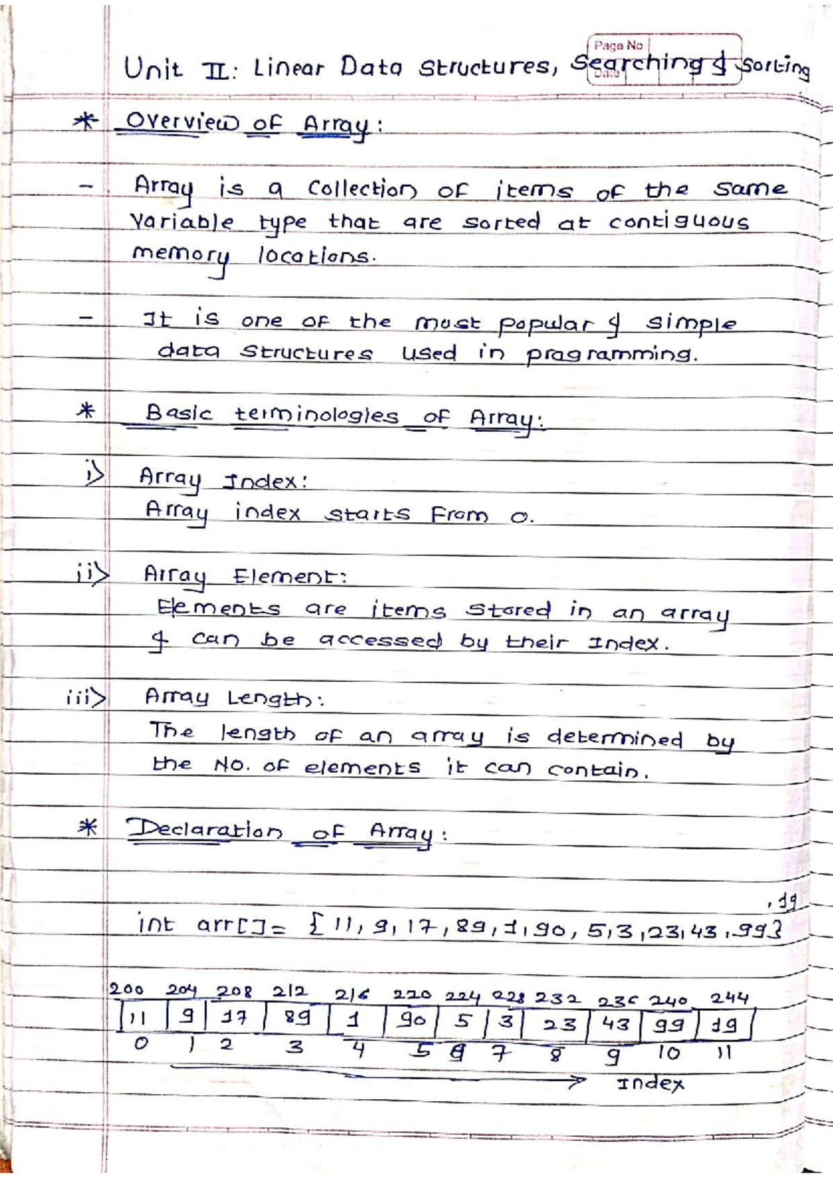 Unit II: Linear Data Structures, Searching & Sorting Notes - Studocu