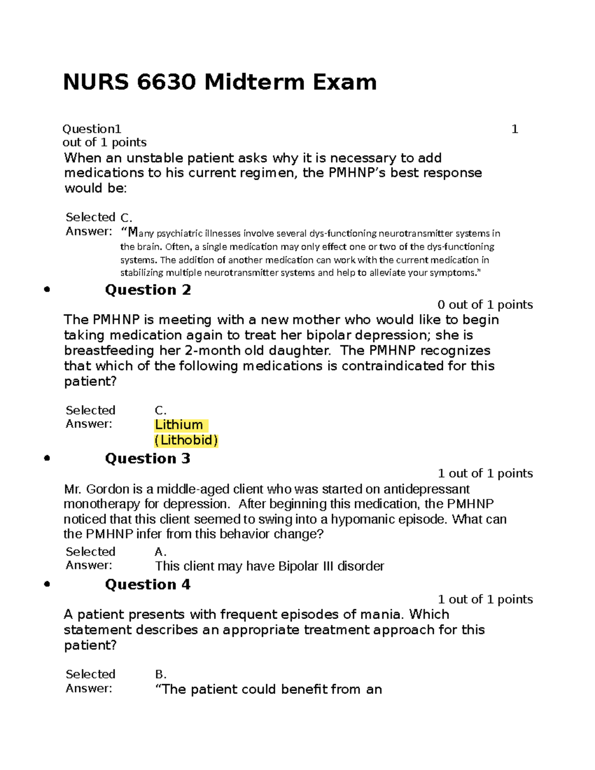NURS 6630 Midterm 1 - Sample Questions and Answers for Exam Preparation ...