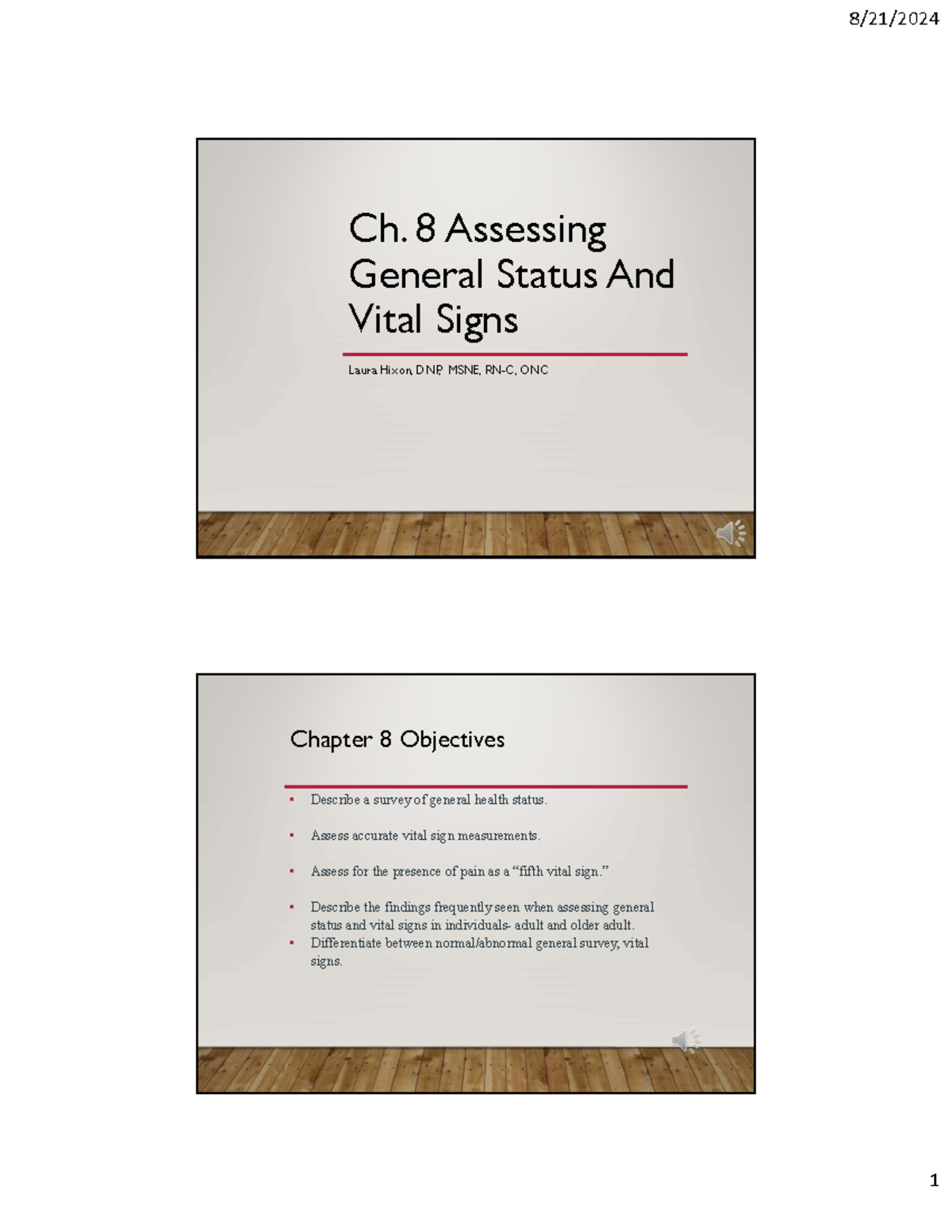 Ch. 8: Assessing General Health Status & Vital Signs (Nursing) - Studocu