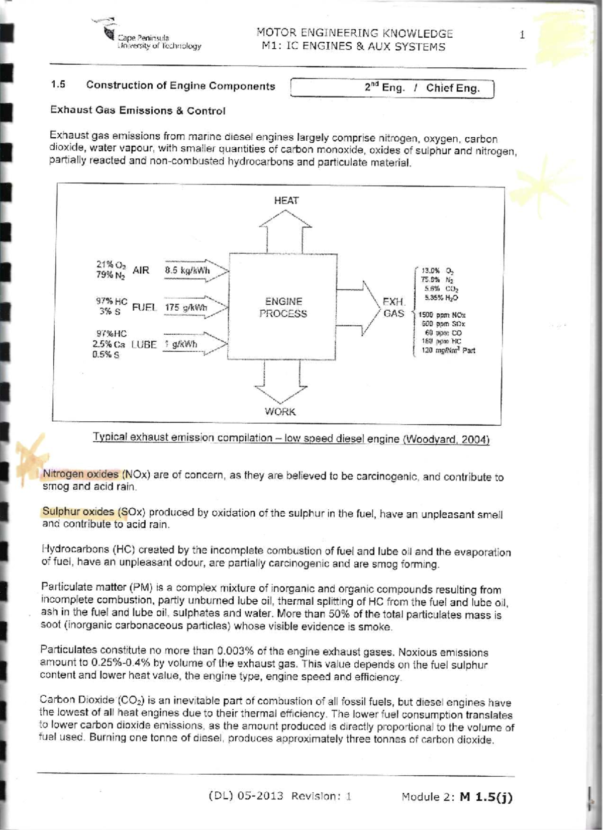 Exhaust Gas Emissions Control in Marine Diesel Engines - M1: IC ENGINES ...