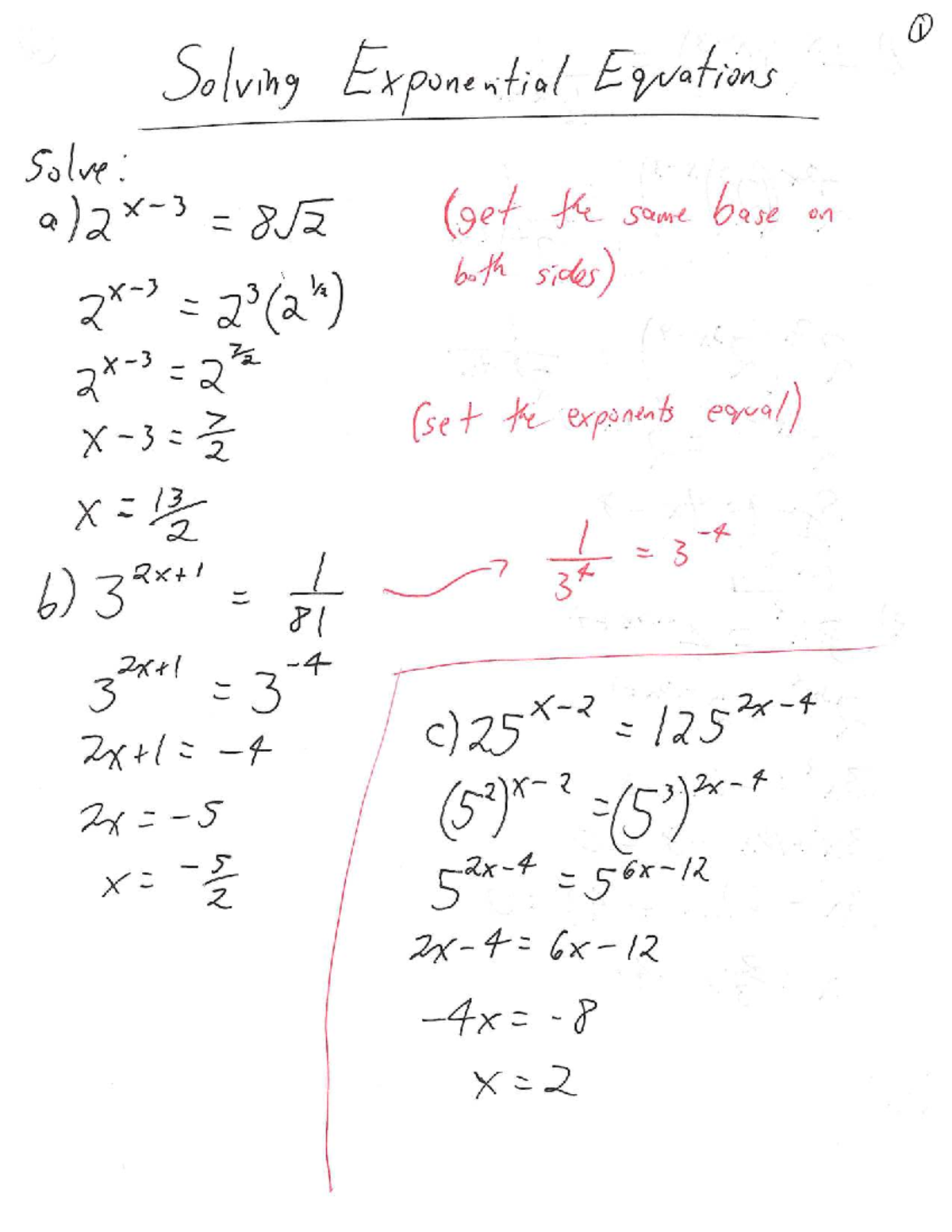 3.02 - Solving Exponential Equations: Detailed Solutions and Steps ...
