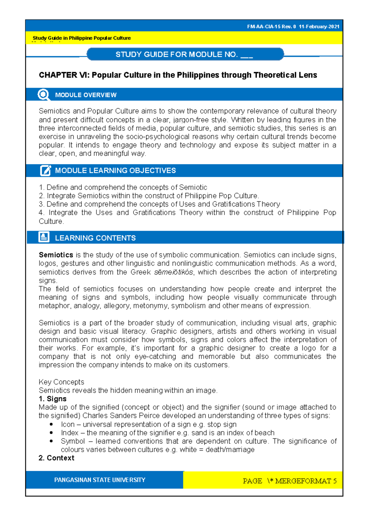 GEE 3 Module 6 Study Guide: Popular Culture in the Philippines - Studocu
