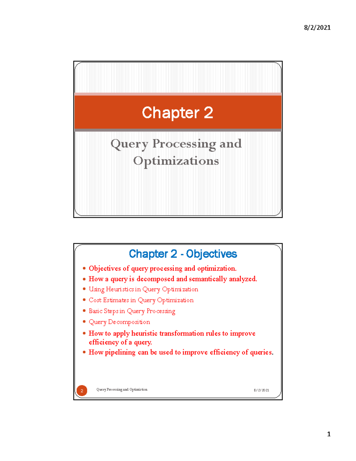 Query Processing and Optimization: Lecture Notes for Chapter 2 - Studocu