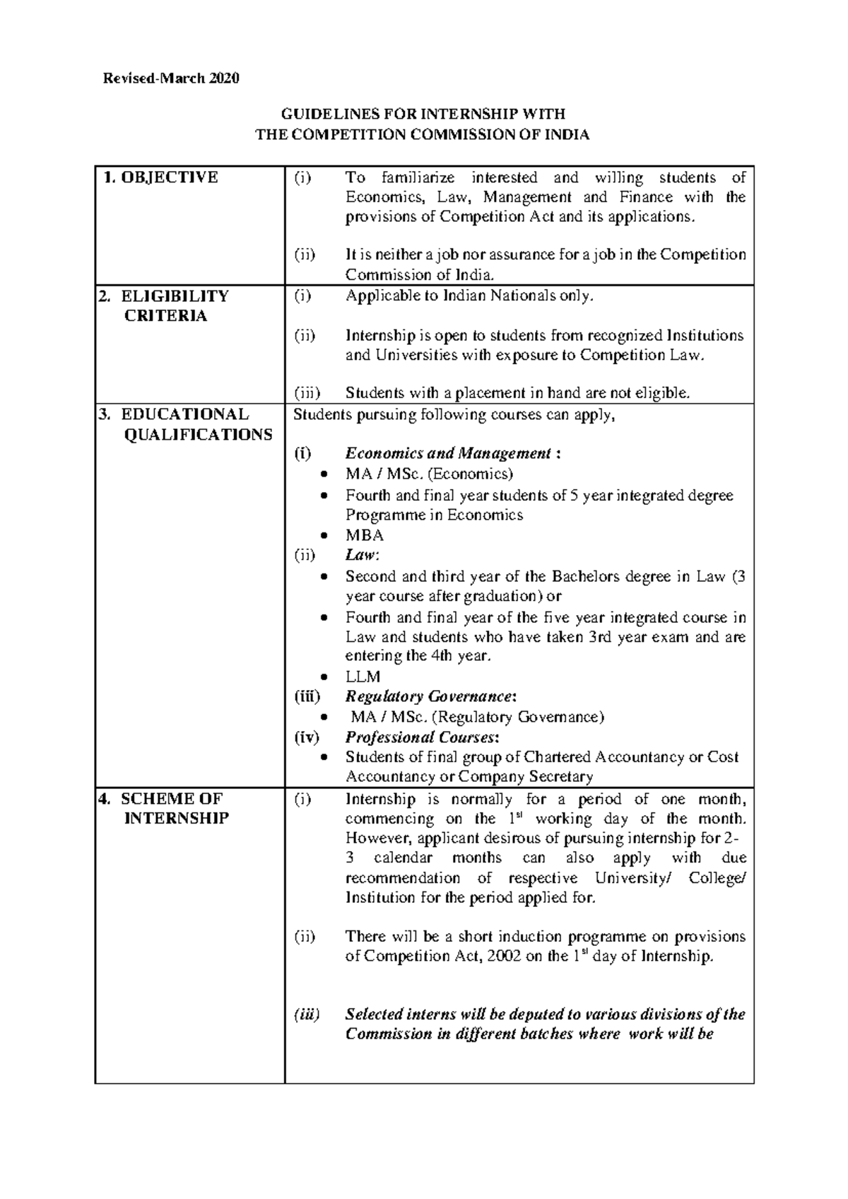 Guidelines and Application Form for CCI Internship 2020 - Studocu