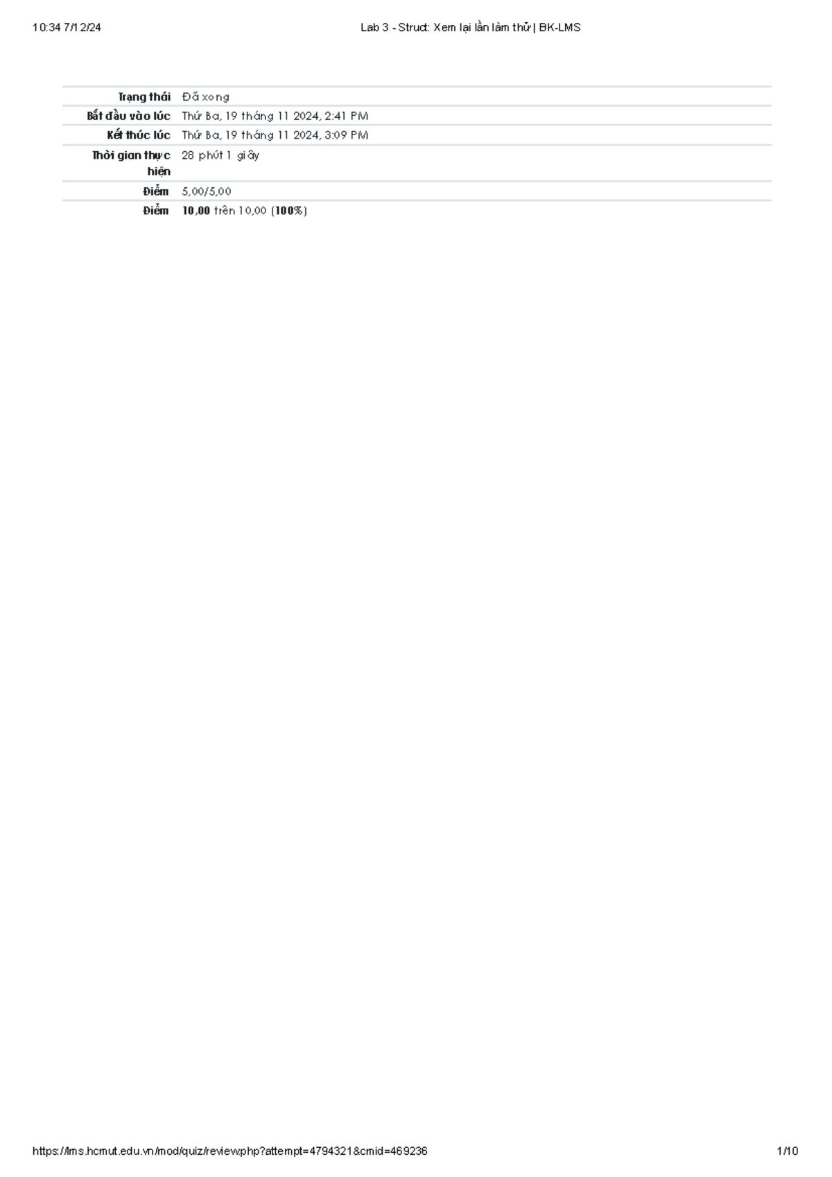 Lab 3 Struct: Xem lại và Phân tích Bài Tập Thực Hành O0000 - Studocu