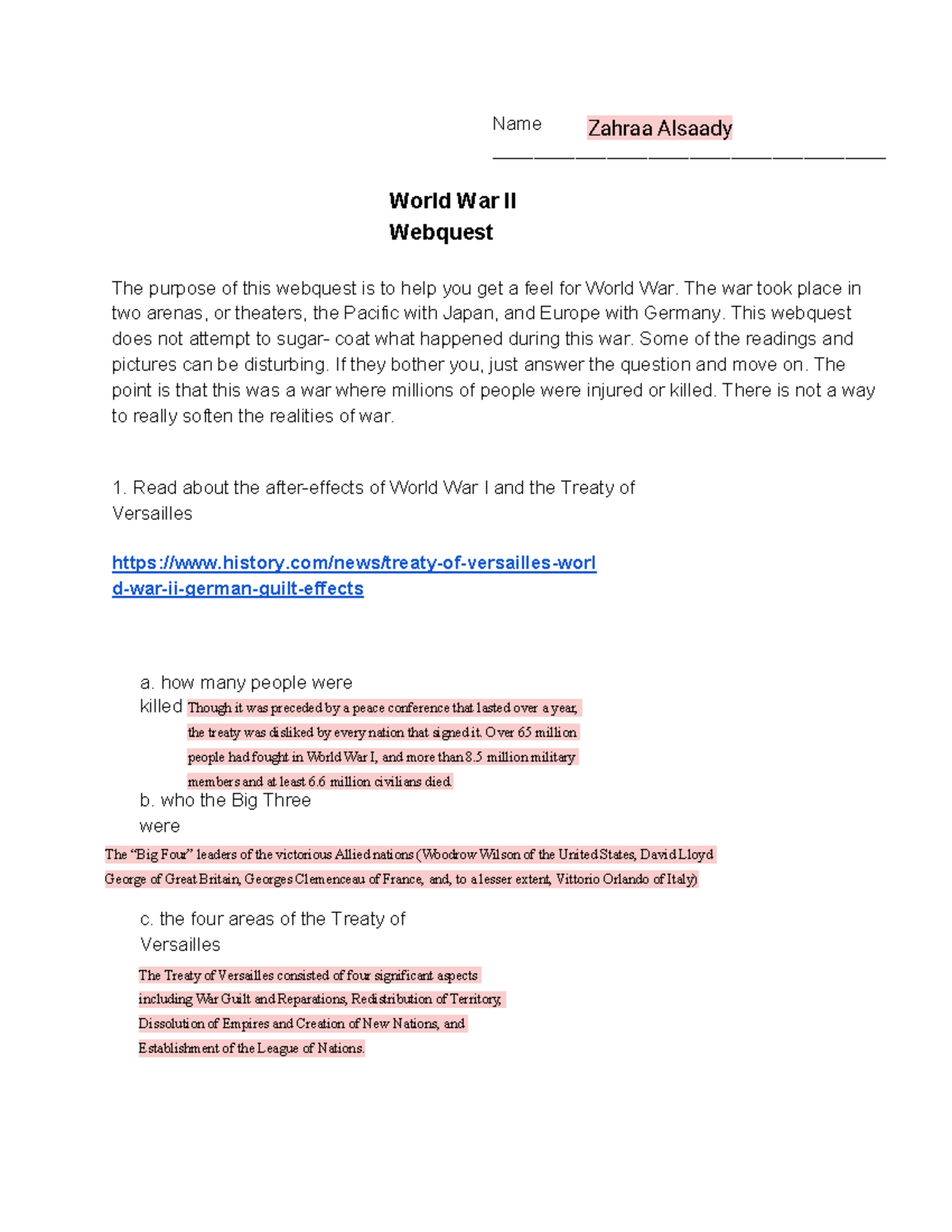 Kami Export - WWII Webquest - Name World War II Webquest The purpose of ...