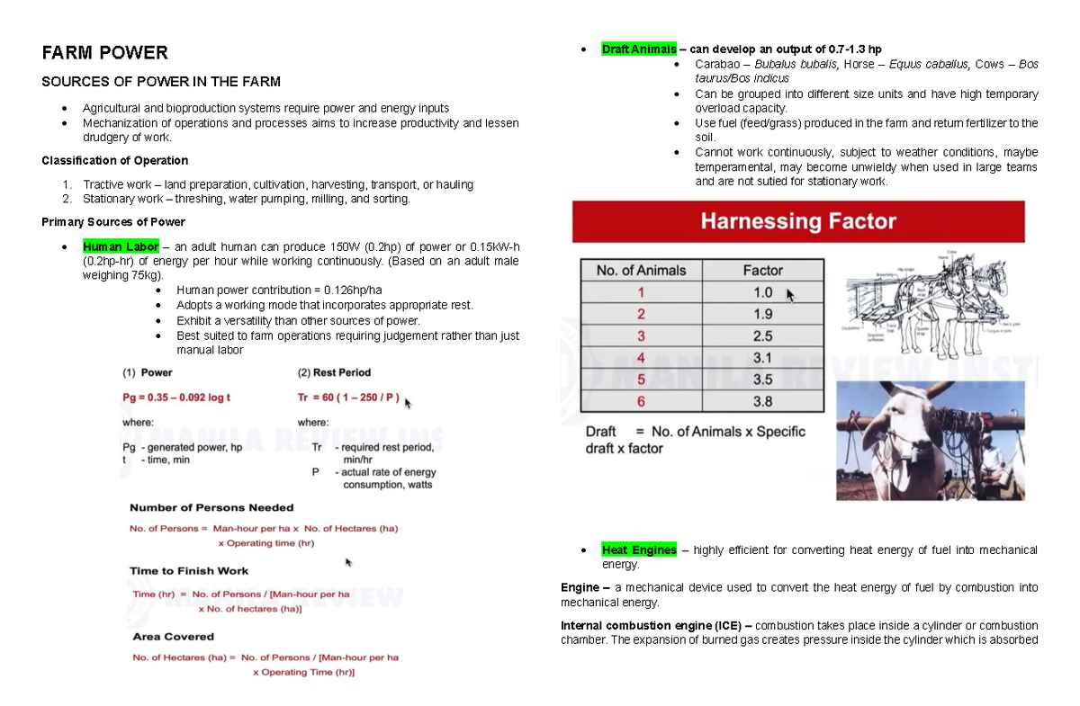 FARM Power Sources: Mechanization and Internal Combustion Engines - Studocu