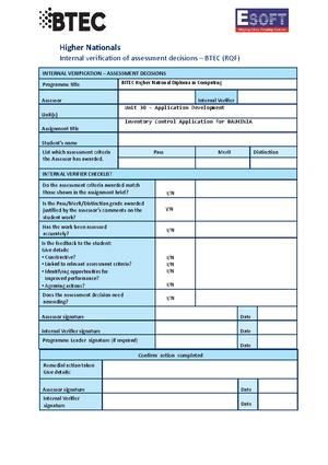 P1 - Programming Assignment - Higher Nationals Internal verification of assessment decisions ...