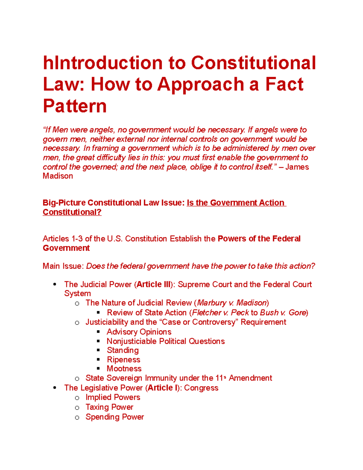 Constitutional Law Overview - CON LAW Format Study Guide - Studocu