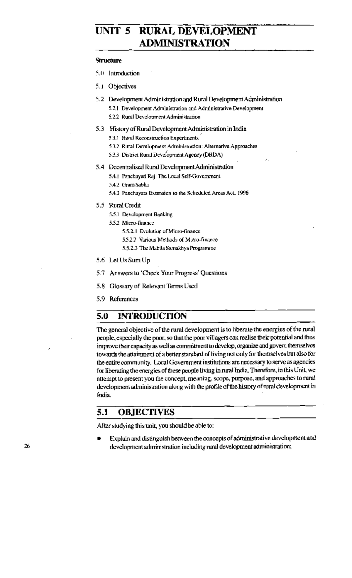 UNIT 5 - Rural Development: Administration and Planning - UNIT 5 RURAL ...