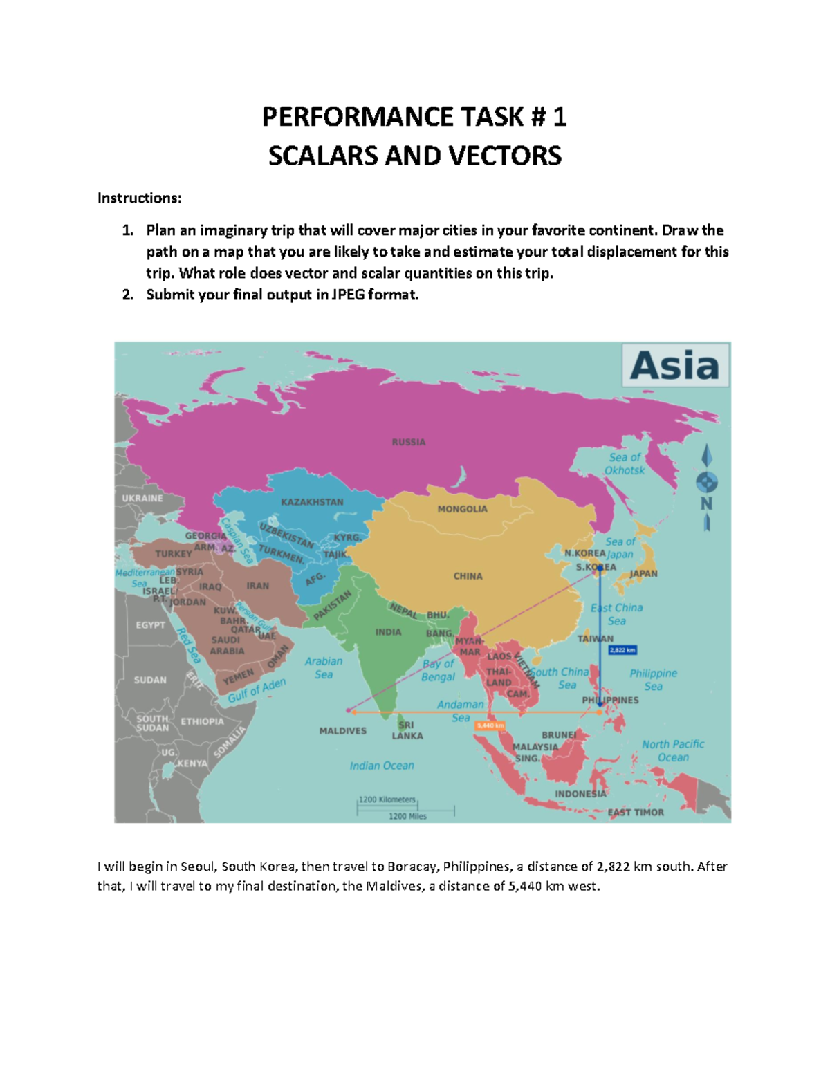 Performance TASK - peta - PERFORMANCE TASK # 1 SCALARS AND VECTORS ...