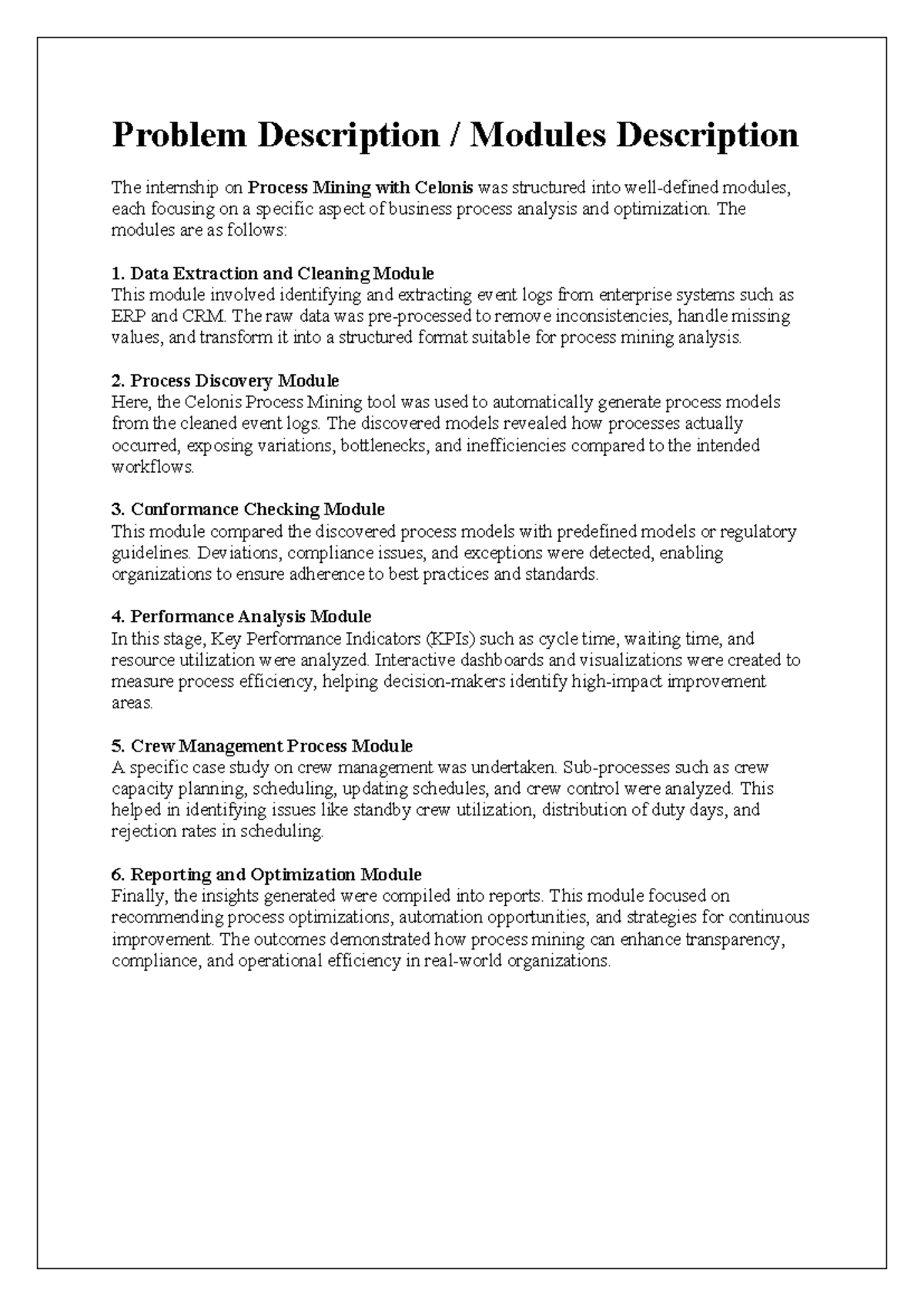 Process Mining Internship Overview: Modules & Insights - Studocu