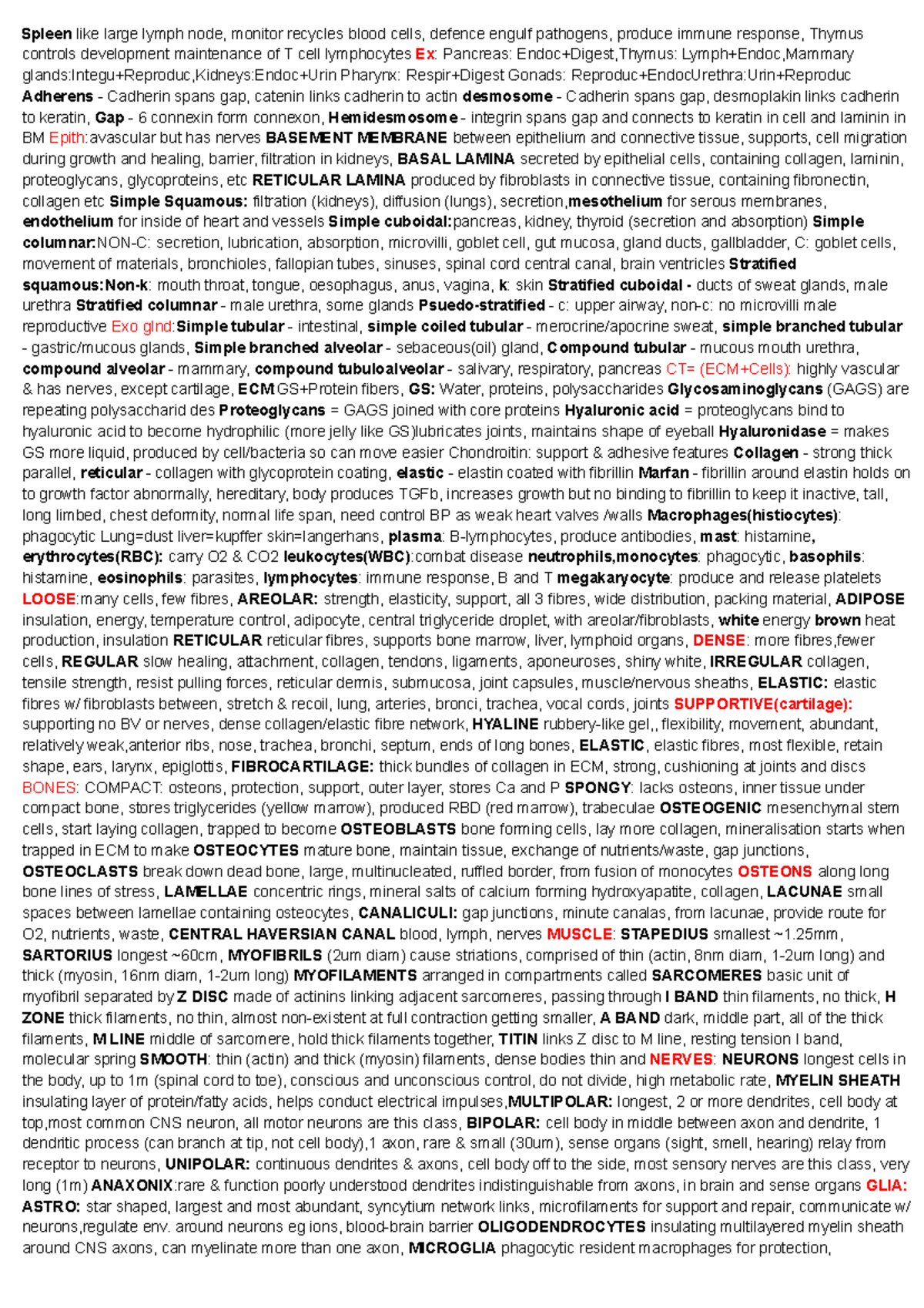 ZAL 101: Immune Response and Tissue Structure Cheat Sheet - Studocu