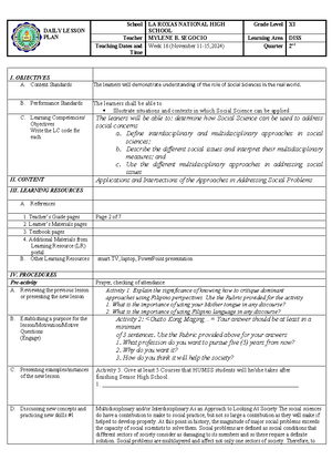 DISS DAY 1 - Copy - lesson plan - DAILY LESSON PLAN School LA ROXAS ...