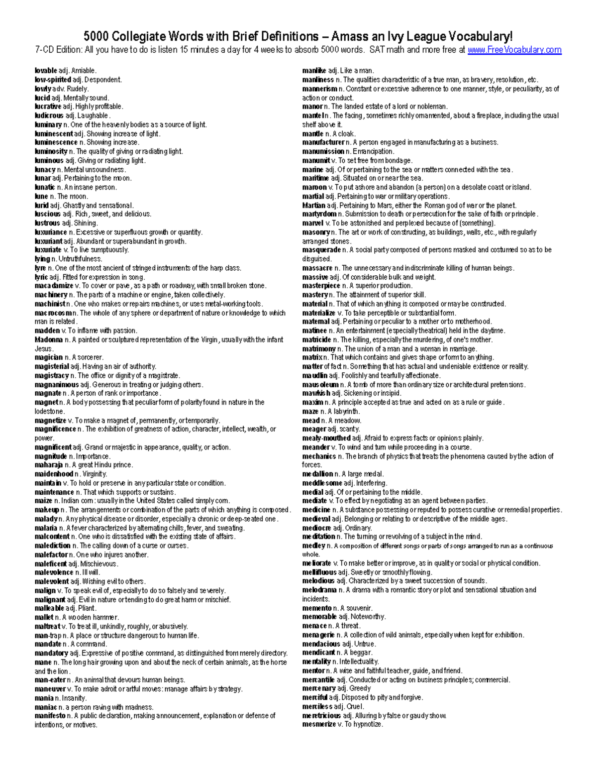 Vocabulary - Math Formulas 11: Enhance Your Ivy League Lexicon - Studocu
