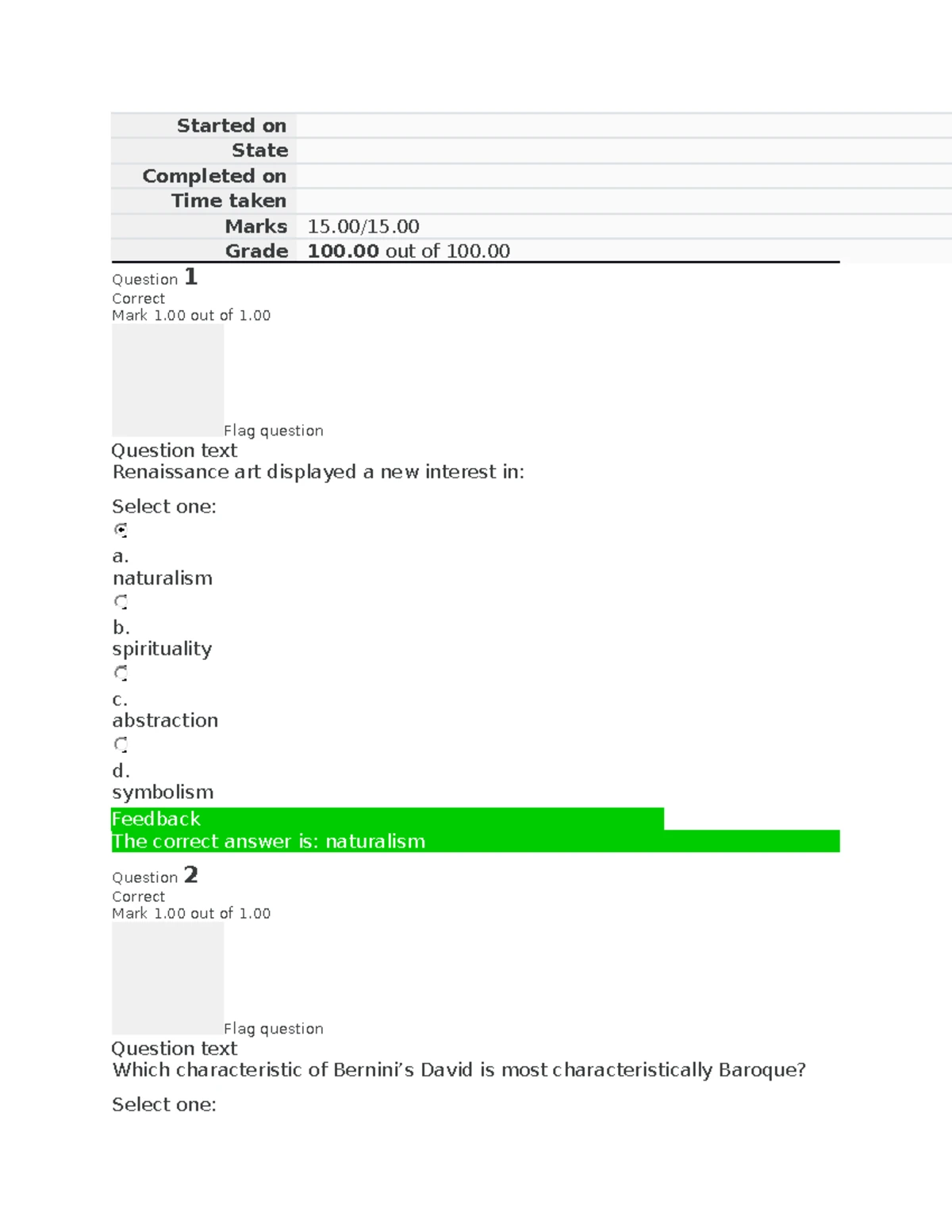 AHIST 1401 - All Graded Quiz - Graded Quiz 3 Question 1 Correct Mark 1 ...