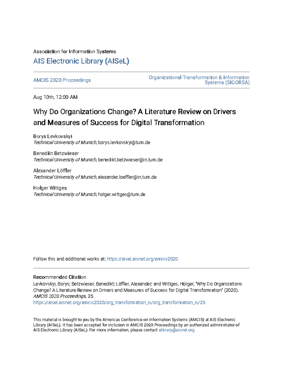Why Organizations Change: Drivers & Success Measures for Digital ...