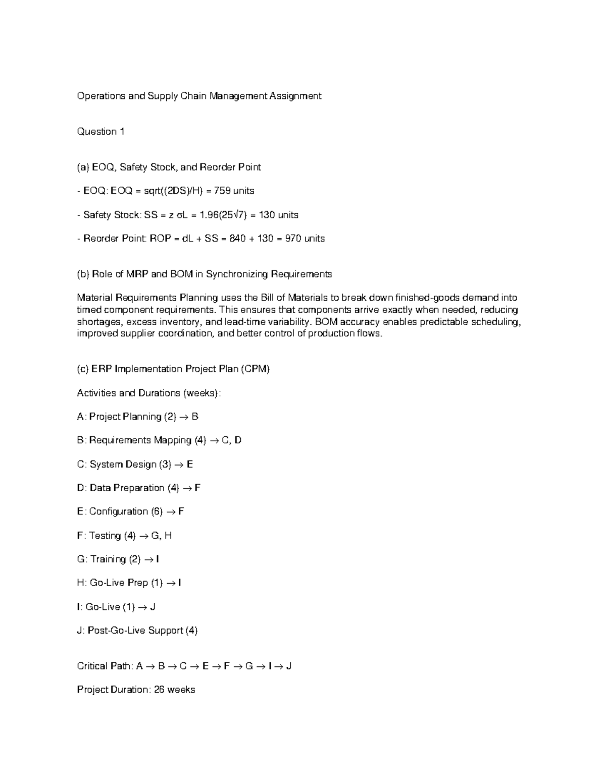 Operations and Supply Chain Management Assignment (OSC 101) - Studocu