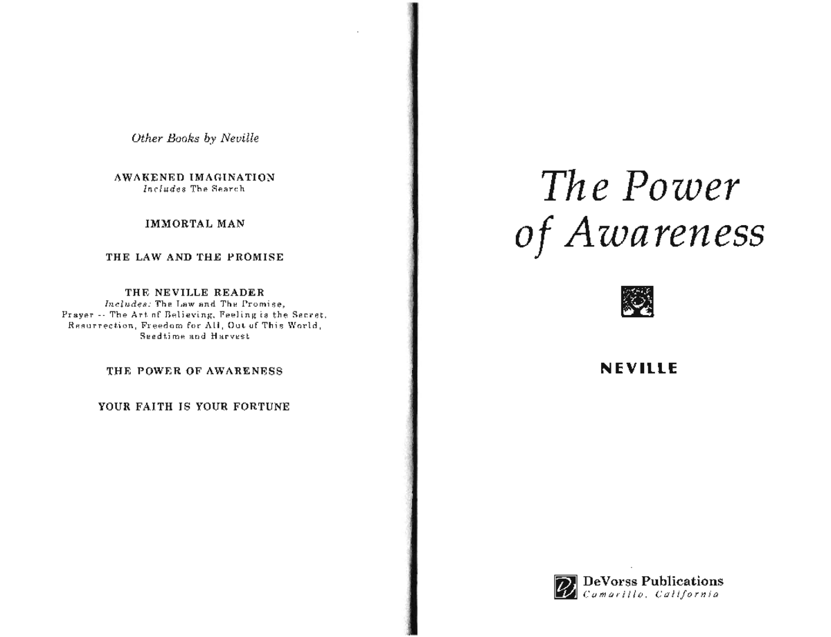 The Power of Awareness: Insights from Neville's Teachings - Studocu