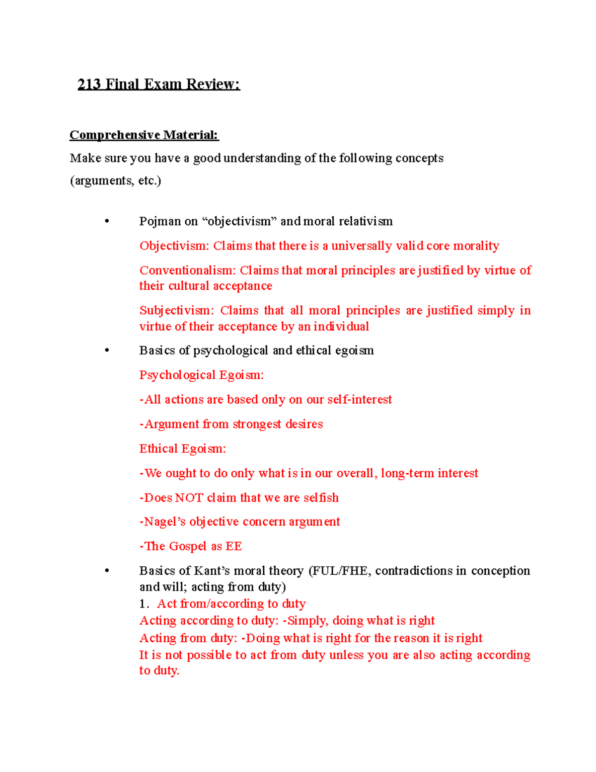 213 Final Exam Study Guide: Key Concepts for Fall 2020 - Studocu