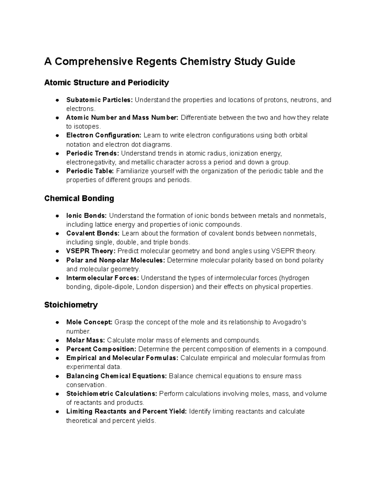 Regents Chemistry Equilibrium Study Guide: Comprehensive Overview - Studocu