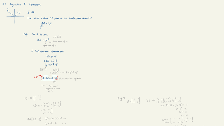 8.7 Eigenvalues & Eigenvectors - Key Concepts and Definitions - Studocu