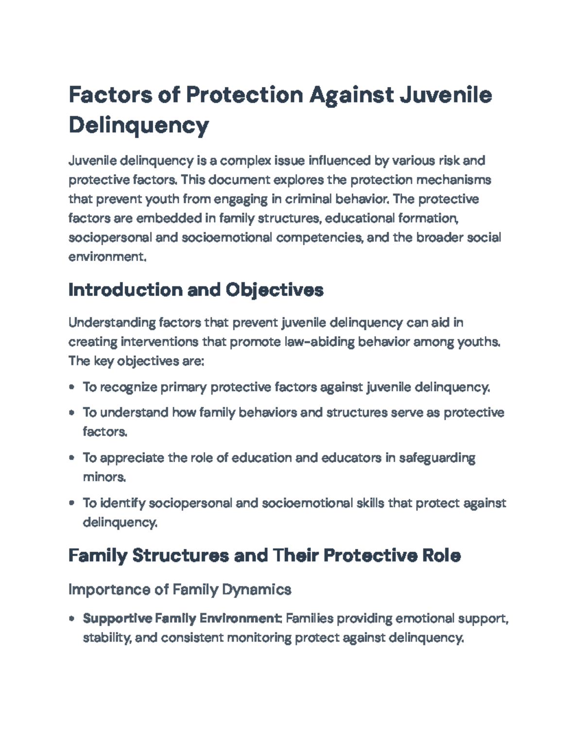 Protective Factors Against Juvenile Delinquency: Insights and ...