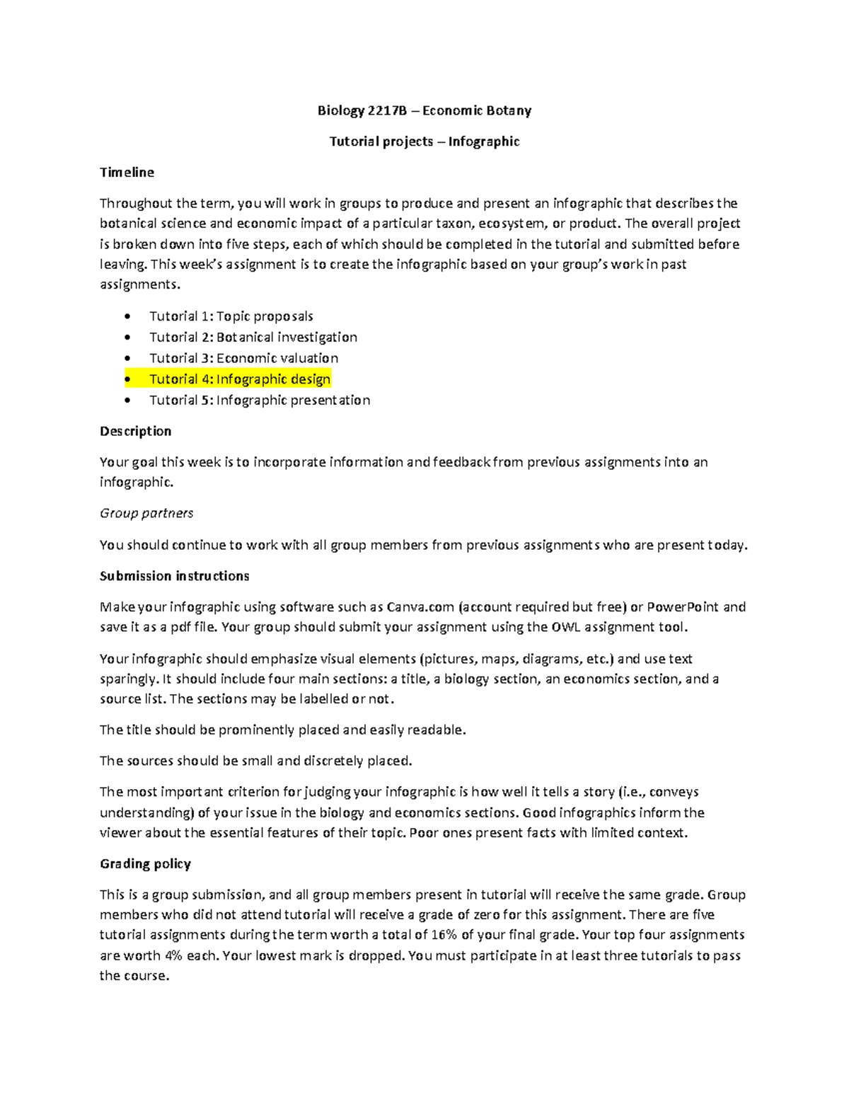 Biology 2217B Economic botany tutorial project infographic assignment ...