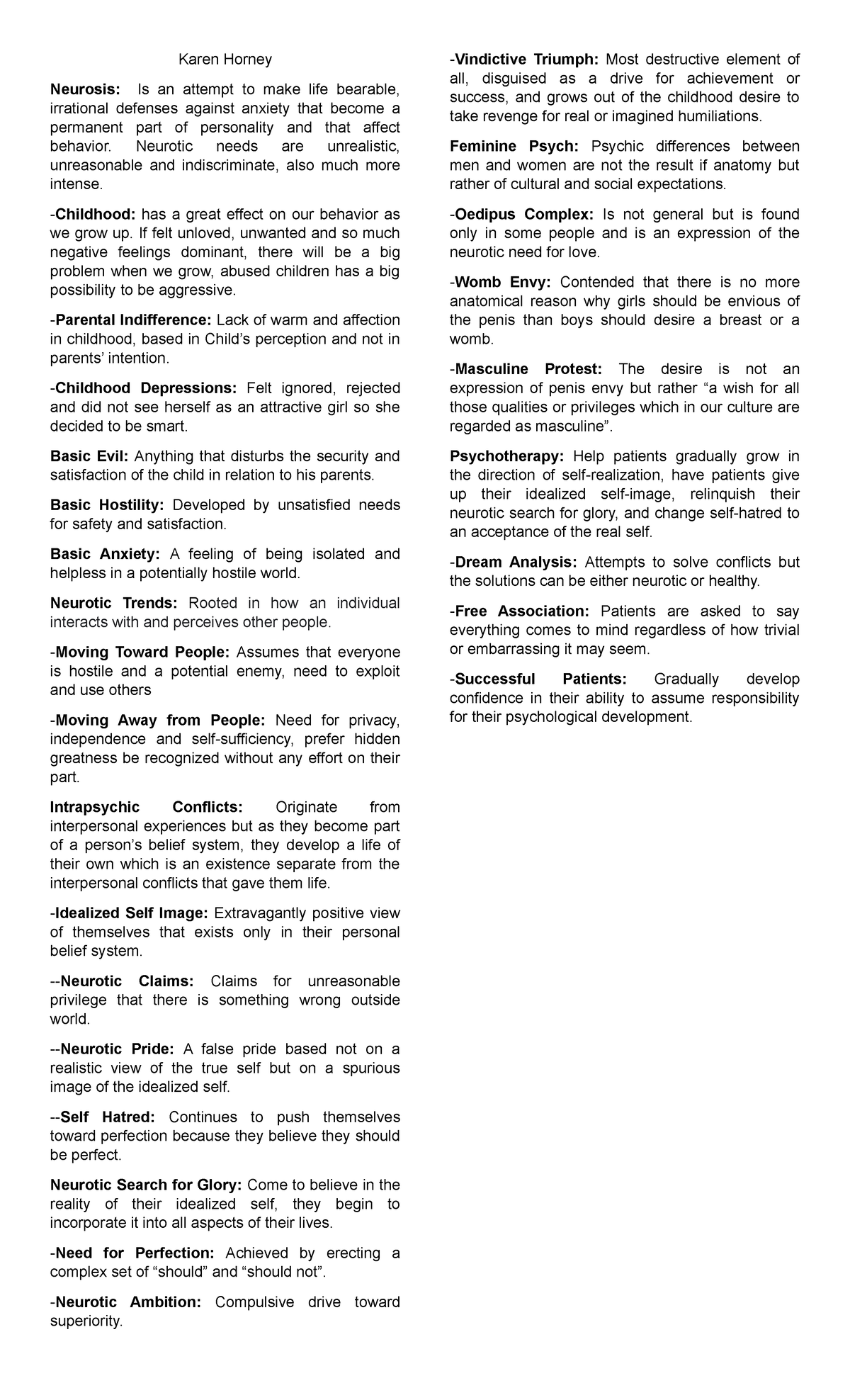 Karen Horney's Neurosis: Understanding Neurotic Needs and Behaviors ...