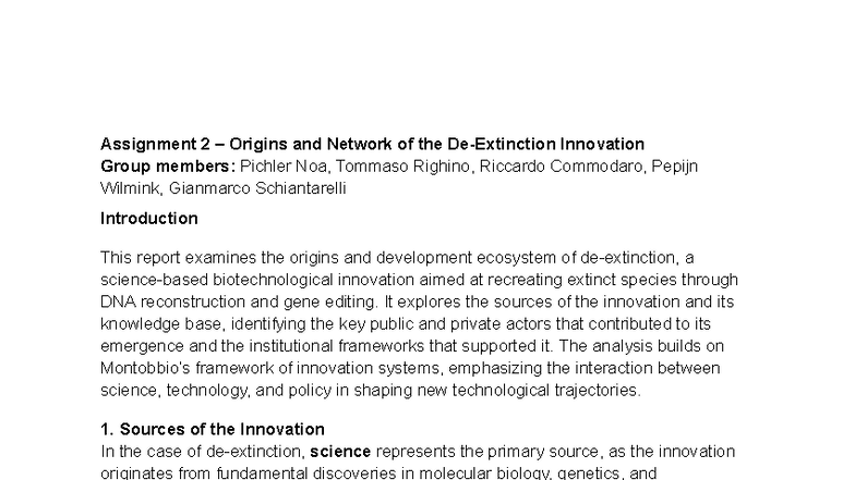 Group 14 Assignment 2: Origins & Network of Biotech Innovation - Studocu