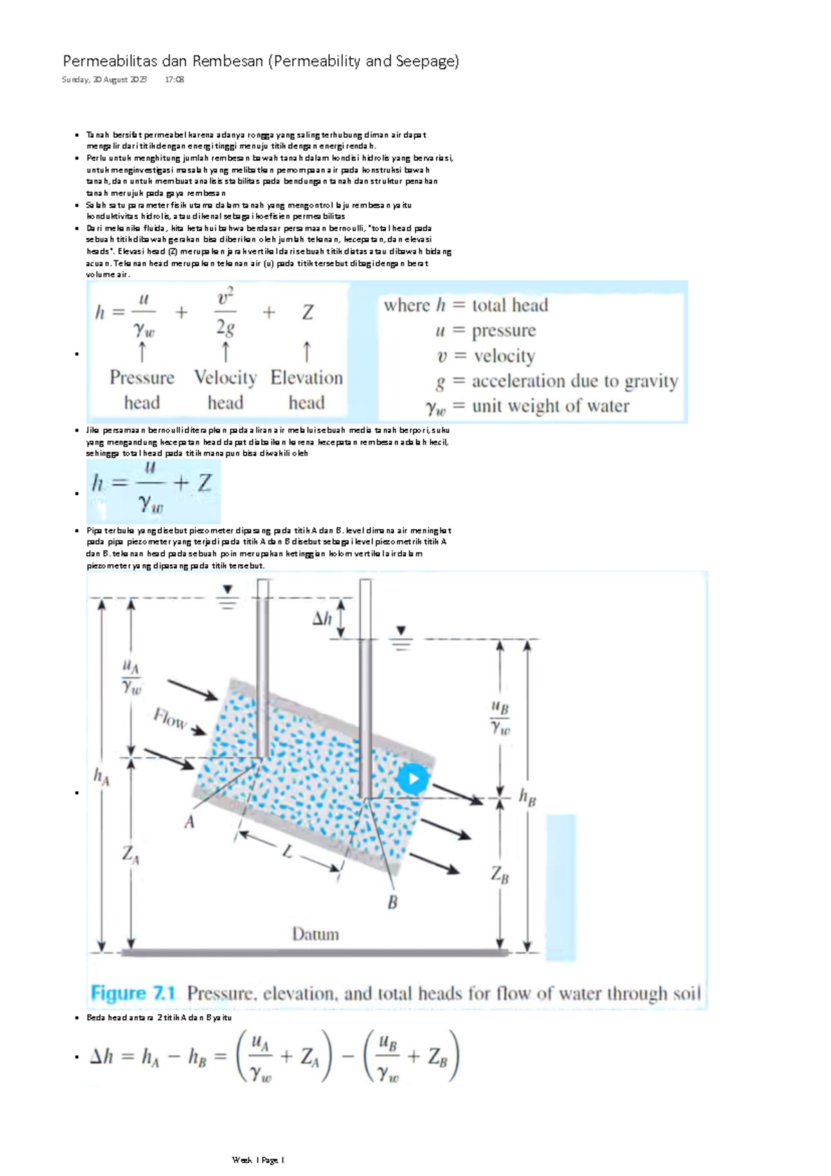 Permeabilitas dan Rembesan: Analisis Hidrolis Tanah (ENG 101) - Studocu